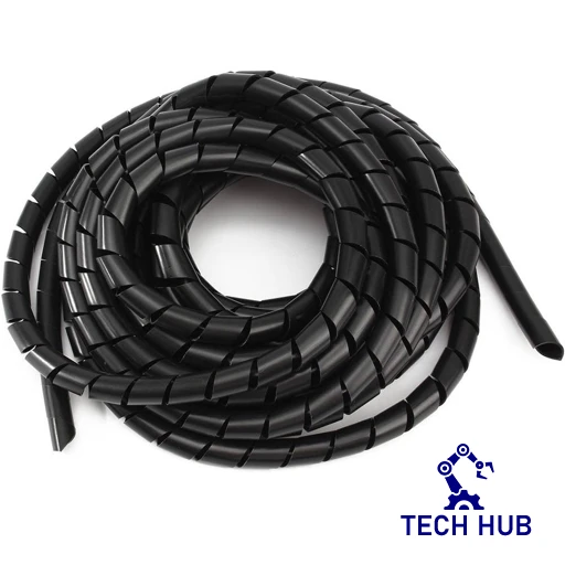 10mm Black Cable Spiral Wrapping – 10 Meters Roll - Tech Hub Electronics
