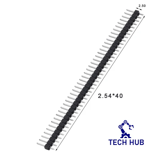 Pin Header Male (2.54mm) 1X40 Straight, Black - Tech Hub Electronics