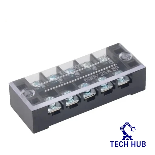 TB-2505 Fixed Barrier Terminal Block (25A-600V) 5pin - Tech Hub Electronics